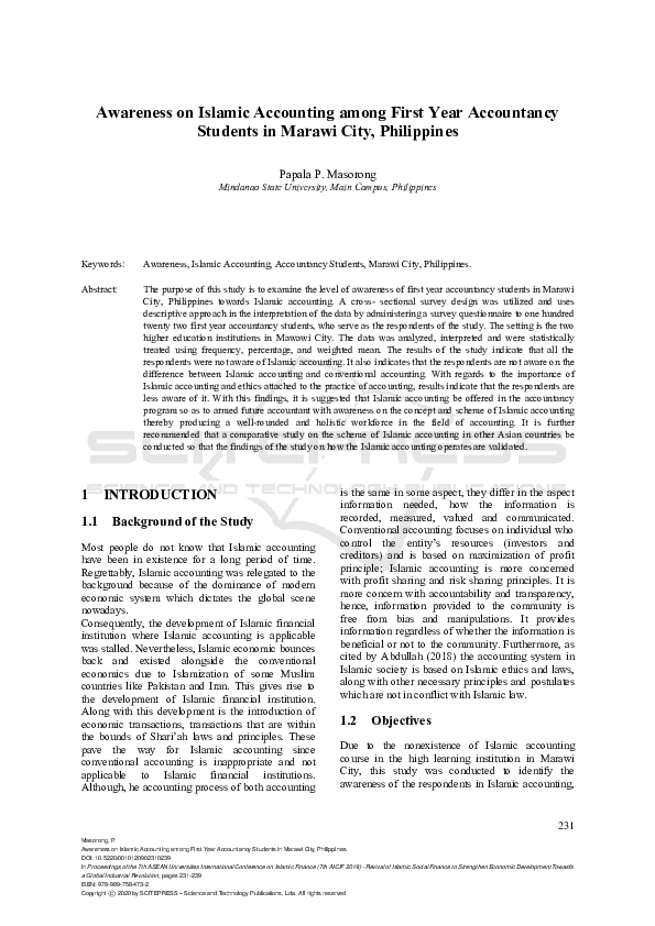 (PDF) Awareness on Islamic Accounting among First Year Accountancy ...
