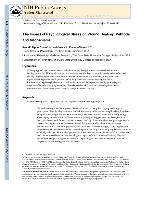 (PDF) The Impact of Psychological Stress on Wound Healing: Methods and ...