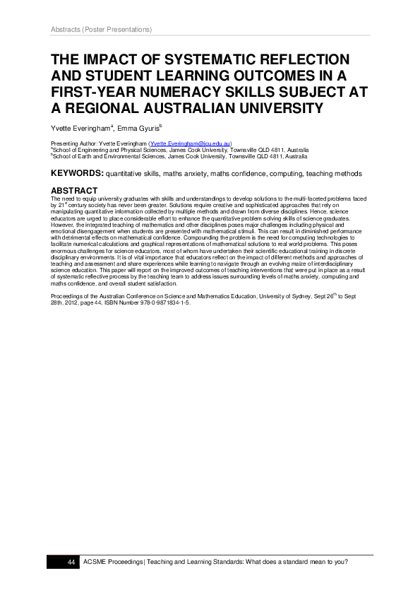 (PDF) The impact of systematic reflection and student learning outcomes ...