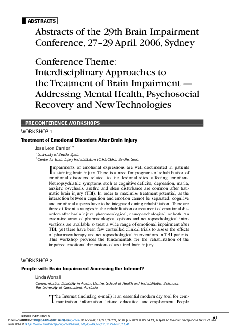 (PDF) Defining Emergence from the Minimally Conscious State | Clayton ...