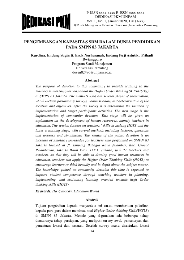 (PDF) Pengembangan Kapasitas SDM Dalam Dunia Pendidikan Pada SMPN 83 ...
