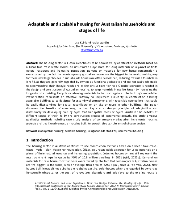 (PDF) Adaptable and scalable housing for Australian households and ...