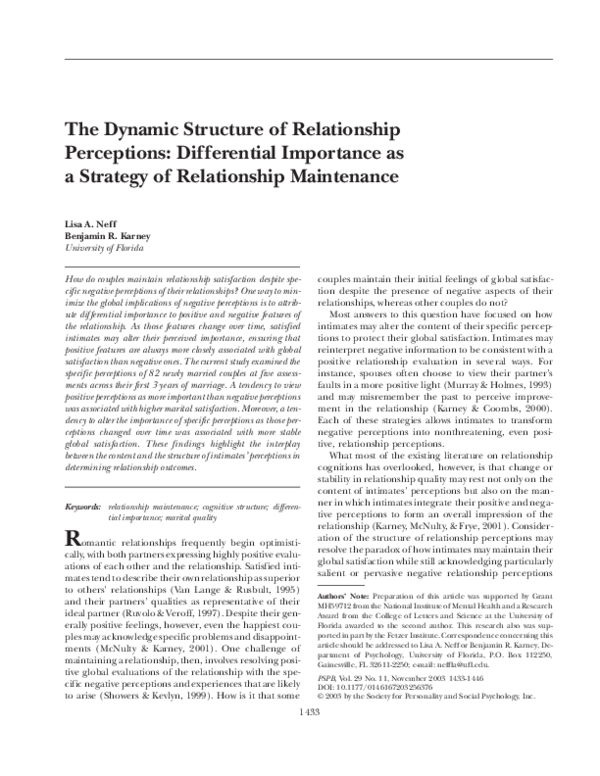 (PDF) The Dynamic Structure of Relationship Perceptions: Differential ...