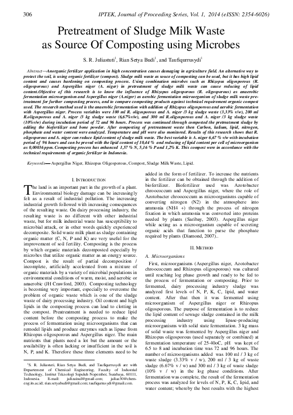 (PDF) Pretreatment of Sludge Milk Waste as Source Of Composting using ...