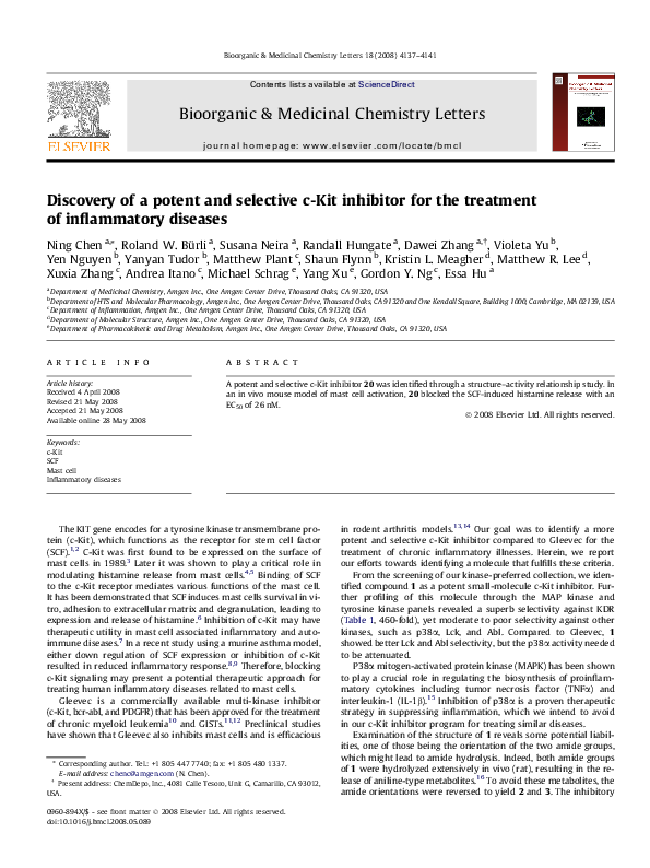 (PDF) Discovery of a potent and selective c-Kit inhibitor for the ...