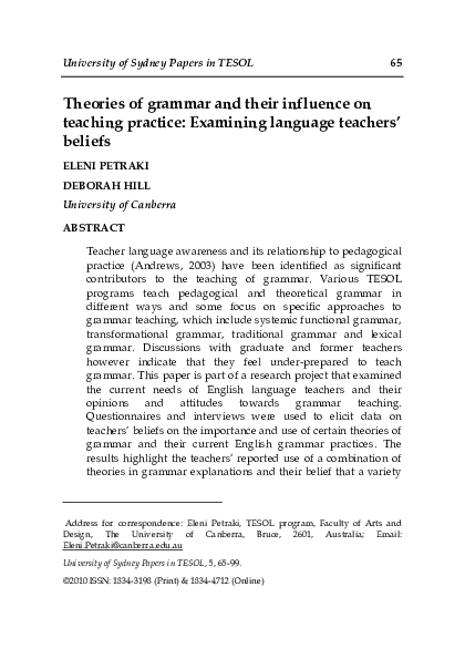 (PDF) Theories of grammar and their influence on teaching practice ...
