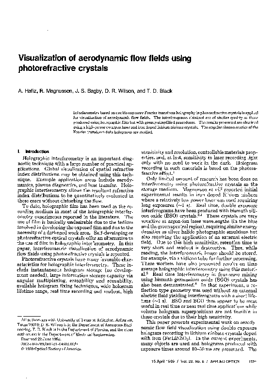 (PDF) Visualization of aerodynamic flow fields using photorefractive ...