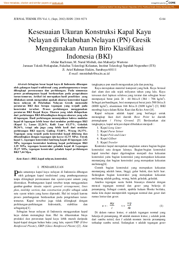 (PDF) Kesesuaian Ukuran Konstruksi Kapal Nelayan di Pelabuhan Nelayan ...