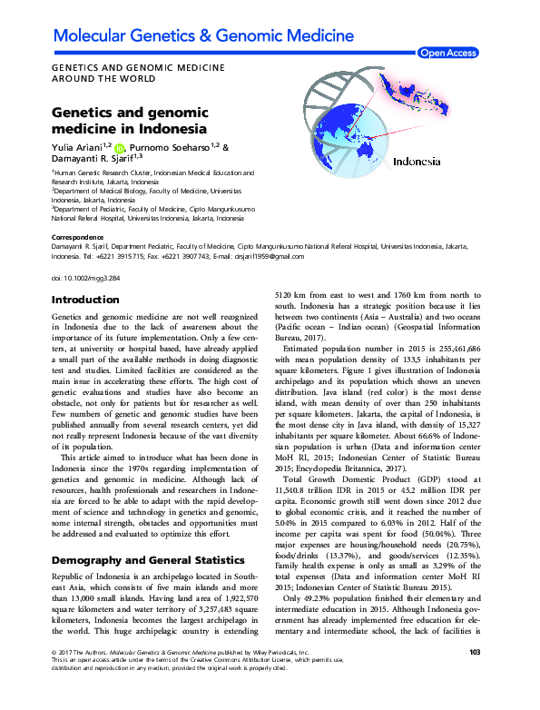 (PDF) Genetics and genomic medicine in Indonesia