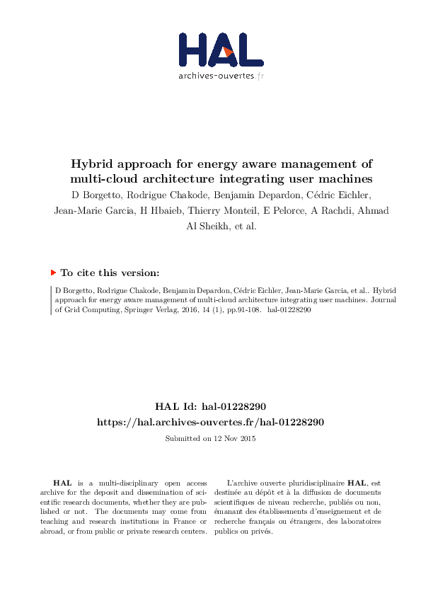 (PDF) Hybrid Approach for Energy Aware Management of Multi-cloud Architecture Integrating user ...