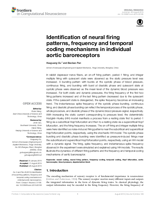 (PDF) Identification of neural firing patterns, frequency and temporal coding mechanisms in ...