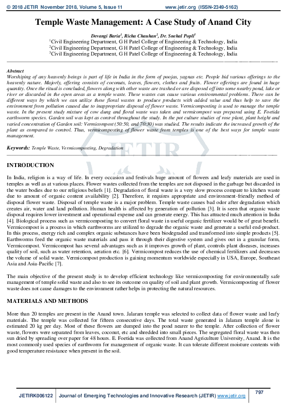 (PDF) Temple Waste Management: A Case Study of Anand City