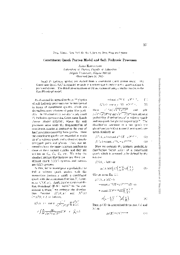 (PDF) Constituent Quark Parton Model and Soft Hadronic Processes
