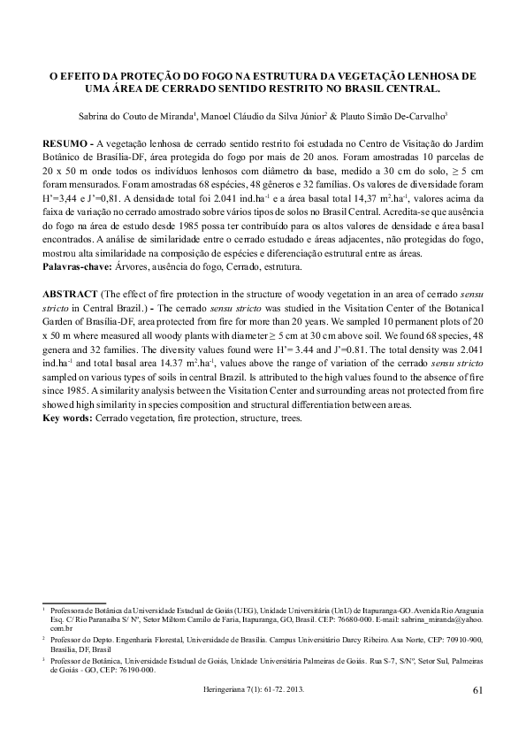 (PDF) O efeito da proteção do fogo na estrutura da vegetação lenhosa de ...