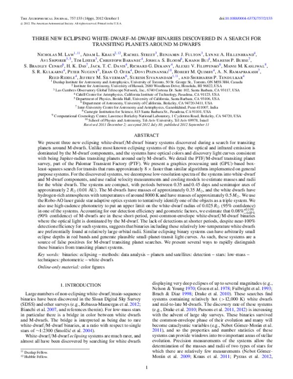 Pdf Three New Eclipsing White Dwarf M Dwarf Binaries Discovered In A Search For Transiting