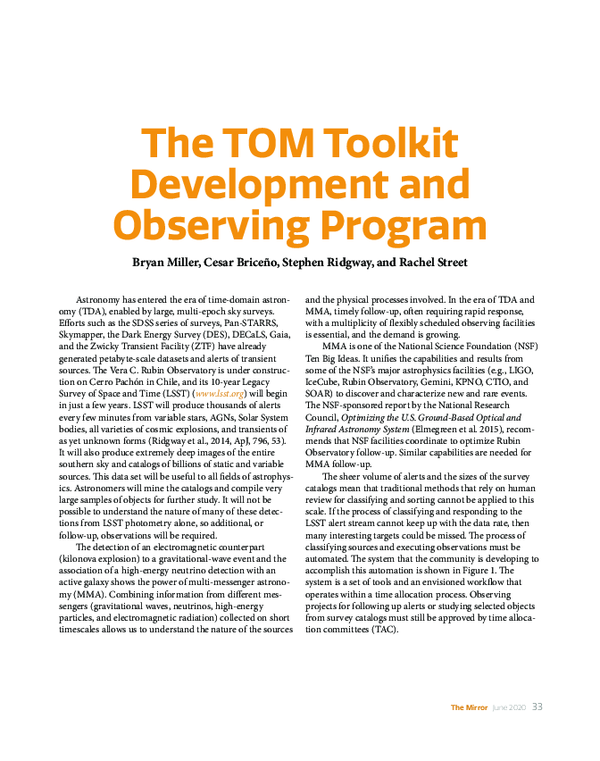 (PDF) The TOM Toolkit Development and Observing Program