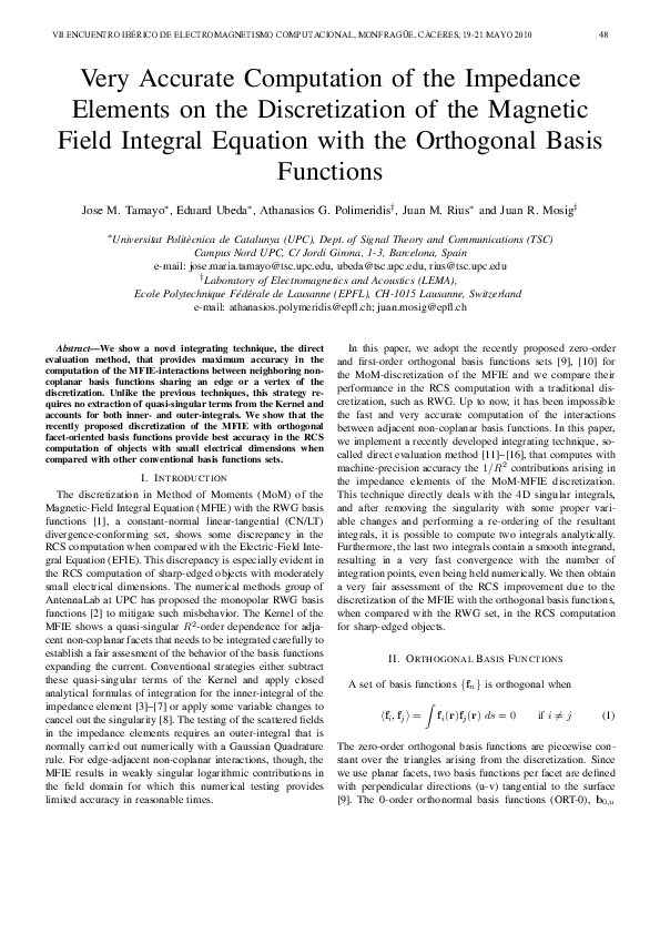 (PDF) Very accurate computation of the impedance elements on the ...