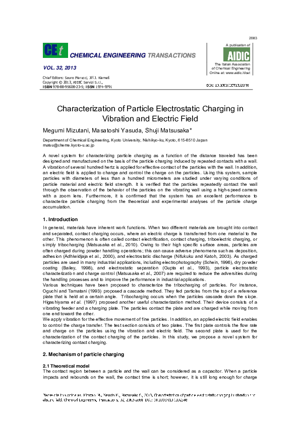 (PDF) Characterization of Particle Electrostatic Charging in Vibration and Electric Field