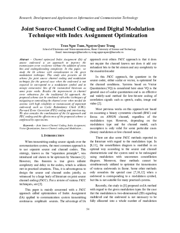 (PDF) Joint Source-Channel Coding and Digital Modulation Technique with Index Assignment ...