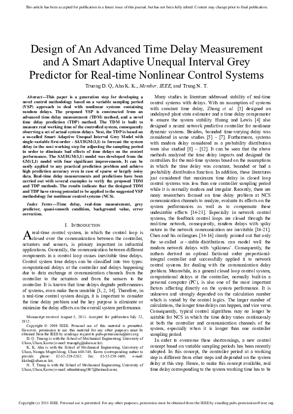 (PDF) Design of An Advanced Time Delay Measurement and A Smart Adaptive ...