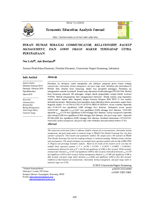 (PDF) Peran Humas Sebagai Communicator, Relationship, Backup Management ...