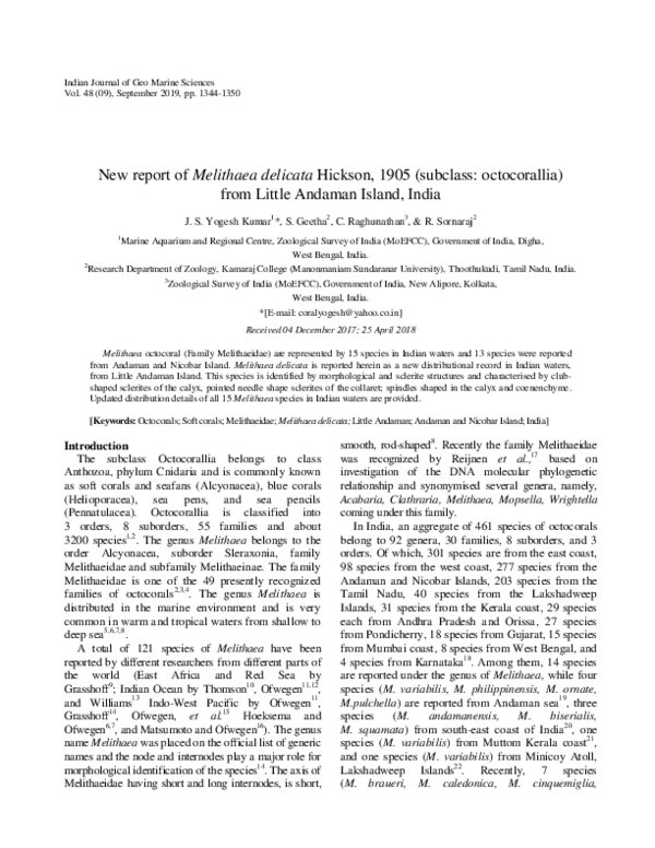 (PDF) New report of Melithaea delicata Hickson, 1905 (subclass ...