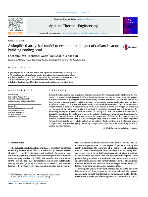(PDF) A simplified analytical model to evaluate the impact of radiant ...