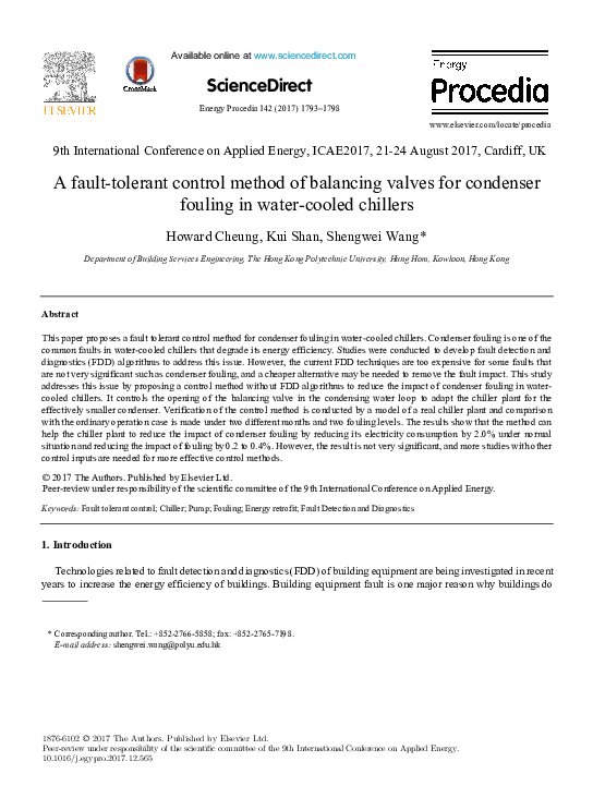 (PDF) A fault-tolerant control method of balancing valves for condenser ...