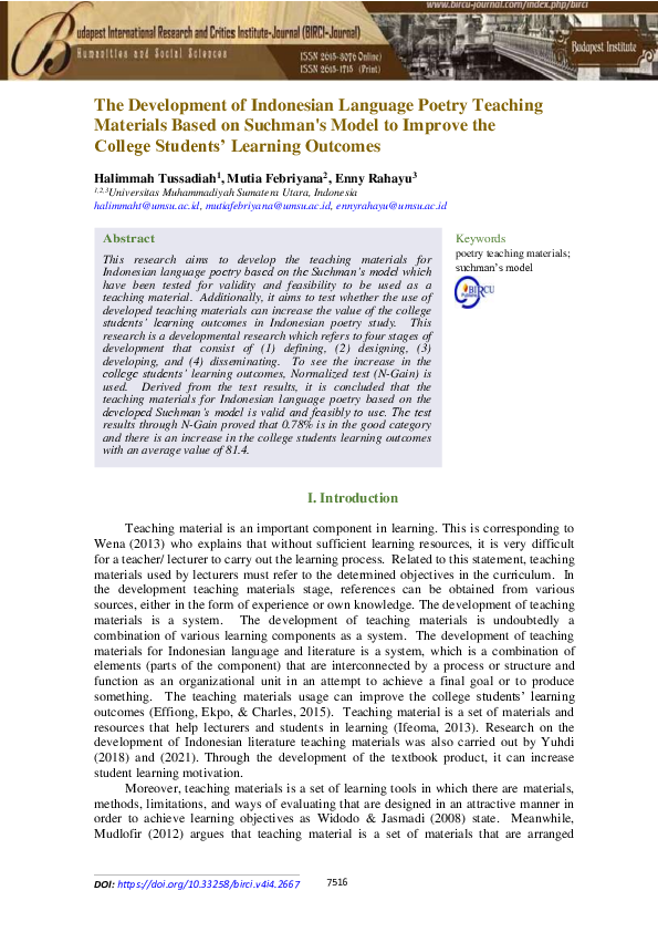 (PDF) The Development of Indonesian Language Poetry Teaching Materials ...