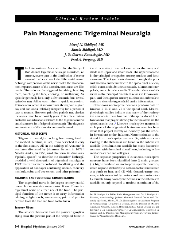 (PDF) Pain management: trigeminal neuralgia