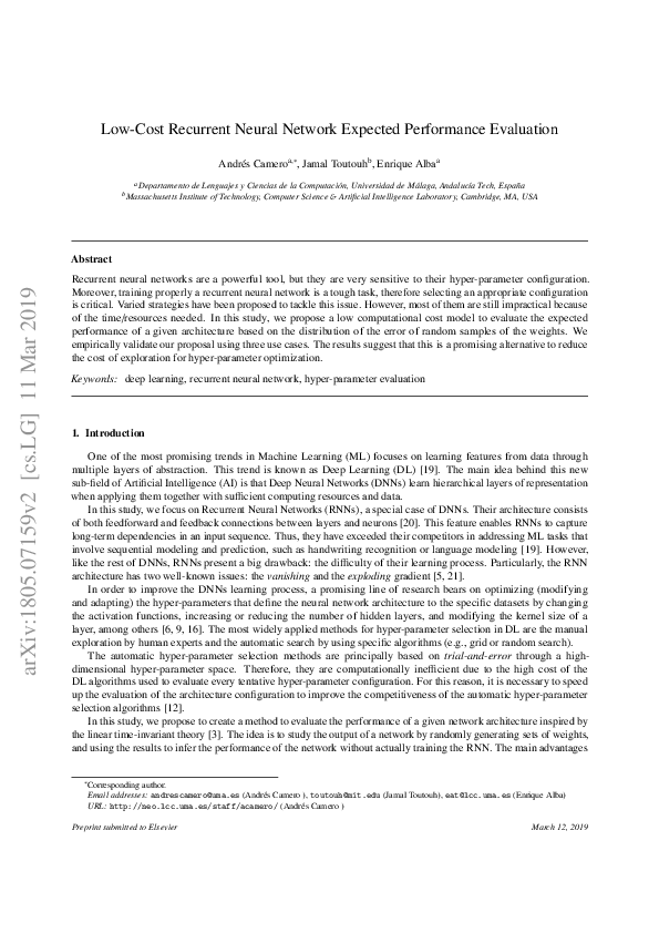 (PDF) Low-Cost Recurrent Neural Network Expected Performance Evaluation