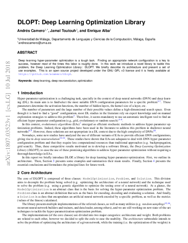 (PDF) DLOPT: Deep Learning Optimization Library