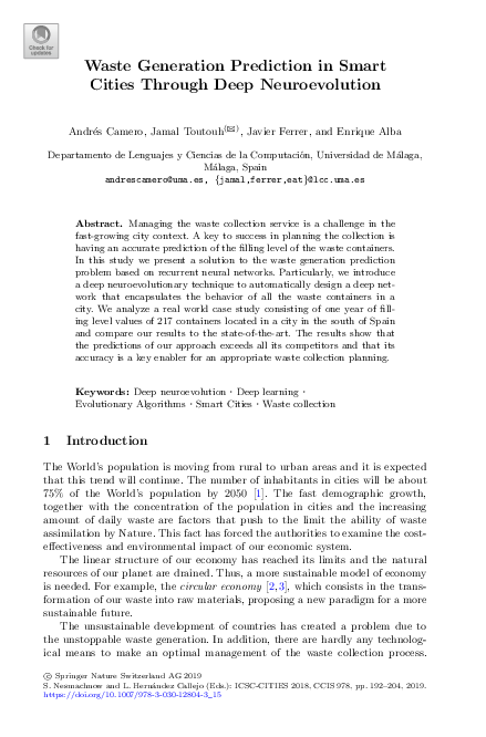 (PDF) Waste Generation Prediction in Smart Cities Through Deep Neuroevolution