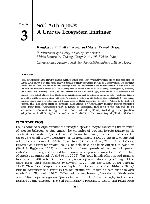 (PDF) Soil Arthropods: A Unique Ecosystem Engineer