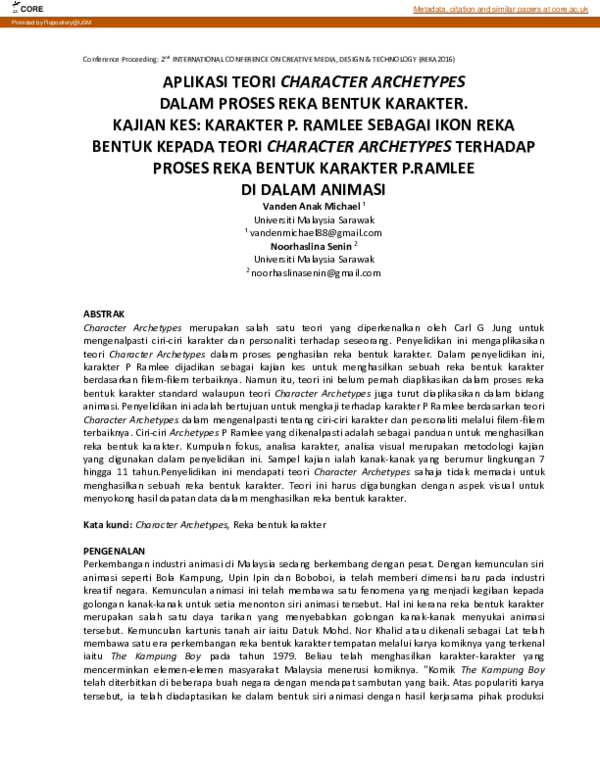 (PDF) Aplikasi Teori Character Archetypes Dalam Proses Reka Bentuk ...