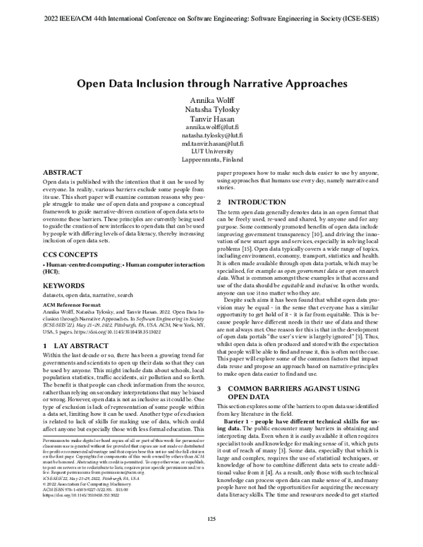 (PDF) Open Data Inclusion through Narrative Approaches