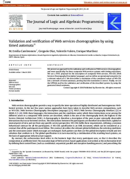 (PDF) Validating Web Services Choreographies via Timed Automata
