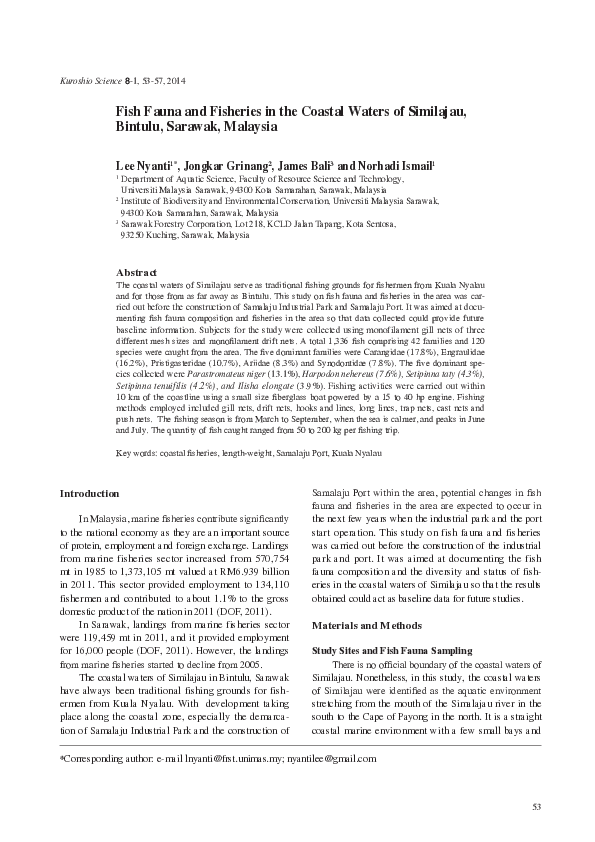 (PDF) Fish Fauna and Fisheries in the Coastal Waters of Similajau ...