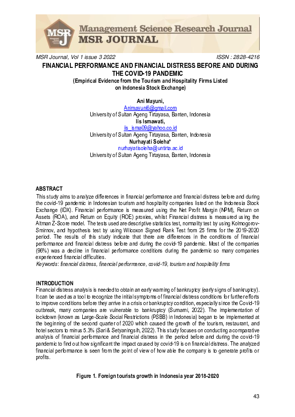 (PDF) Financial Performance and Financial Distress Before and During ...