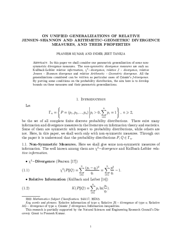(PDF) On Unified Generalizations of Relative Jensen--Shannon and Arithmetic--Geometric ...