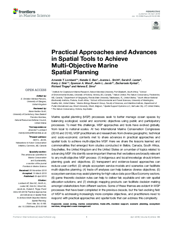(PDF) Advancing Multi-Objective Marine Spatial Planning Tools