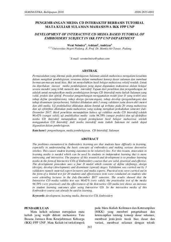 (PDF) Pengembangan Media CD Interaktif Berbasis Tutorial Mata Kuliah ...