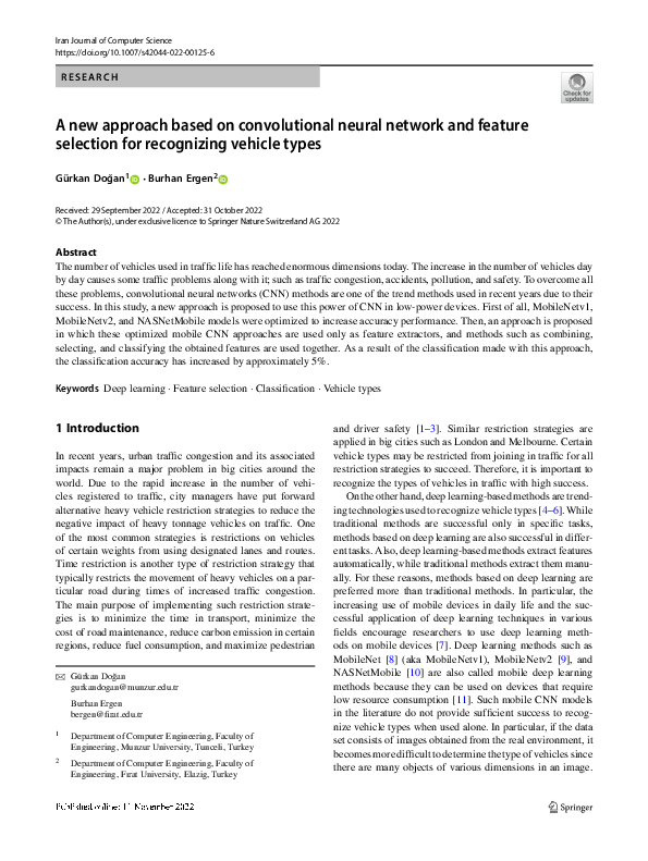Pdf A New Approach Based On Convolutional Neural Network And Feature Selection For Recognizing