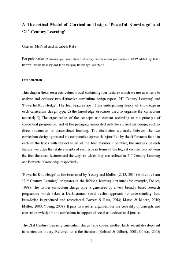 (PDF) A theoretical model of curriculum design