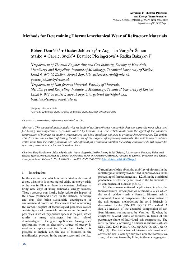 (PDF) Testing Methods for Thermal-mechanical Wear of Refractories