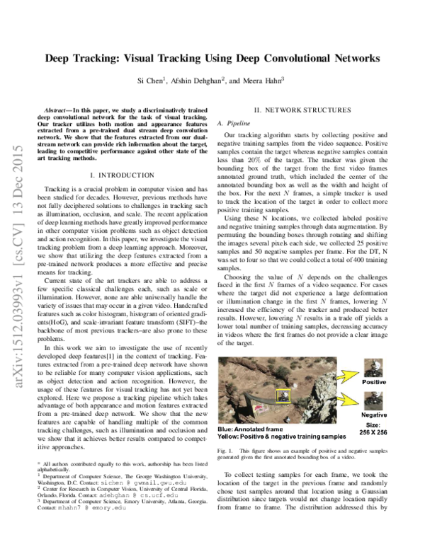 Pdf Deep Tracking Visual Tracking Using Deep Convolutional Networks