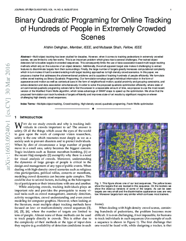 (PDF) Binary Quadratic Programing for Online Tracking of Hundreds of People in Extremely Crowded ...