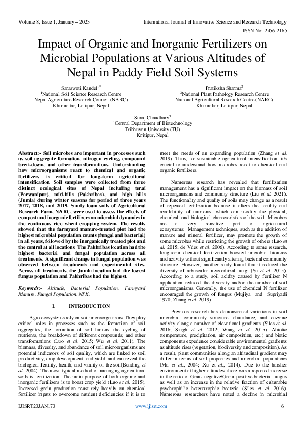 (PDF) Impact of Organic and Inorganic Fertilizers on Microbial ...
