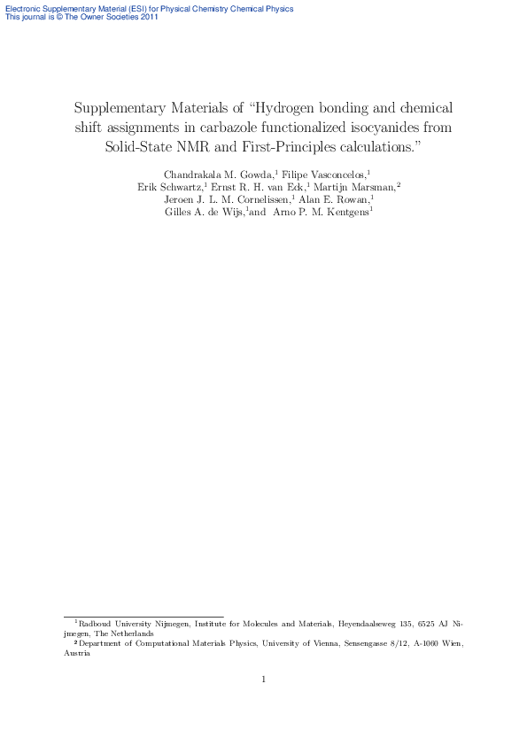 (PDF) Supplementary Materials of “ Hydrogen bonding and chemical shift assignments in carbazole ...
