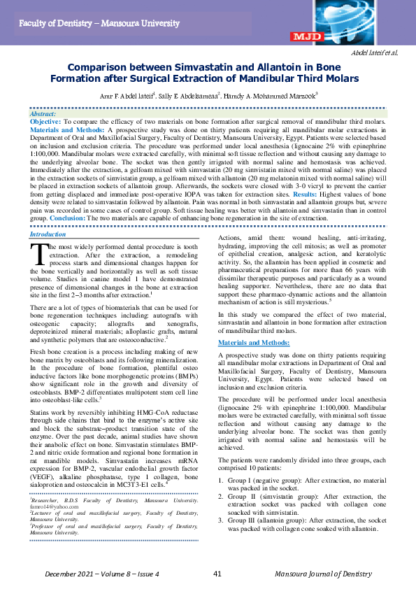 (PDF) Comparison between Simvastatin and Allantoin in Bone Formation ...